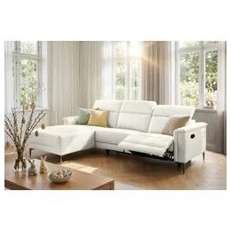 Ecksofa OTTO HOME "LUND, L-Form, 261cm, man. o. elektr. Relaxfunktion (mit USB-A)", beige (creme), B:261cm H:97cm T:179cm, Kunstleder 100% Polyurethan, Sofas, Ecksofa, und Kopfteilverstellung