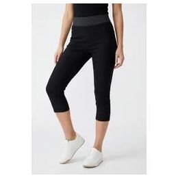 Caprileggings Freequent "FQSHANTAL-CA-POWER", Damen, Gr. S, N-Gr, schwarz, Web, Obermaterial: 76% Viskose, 21% Polyamid, 3% Elasthan, unifarben, skinny fit 3/4-L&auml;nge, Hosen, mit extra breitem Bund