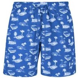 Badeshorts Urban Classics "Urban Classics Herren Pattern Swim Shorts", Herren, Gr. XL, US-Gr&ouml;&szlig;en, brightblau, wei&szlig;, 100% Polyester, Badehosen Badeshorts