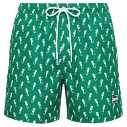 Badeshorts Urban Classics "Urban Classics Herren Pattern Swim Shorts", Herren, Gr. XXL, US-Gr&ouml;&szlig;en, brightgr&uuml;nseahorse, 100% Polyester, Badehosen Badeshorts