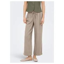Culotte Only "ONLGOA MW LIN BL PULL-UP CULOTTE CC PNT", Damen, Gr. M, N-Gr, oxford tan, Web, Obermaterial: 70% Viskose, 30% Leinen, unifarben, kn&ouml;chelfrei, Hosen Culotte, mit Leinen