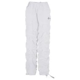 Stoffhose Karl Kani "Karl Kani Damen Small Signature Gathering Parachute Pants", Damen, Gr. S, US-Gr&ouml;&szlig;en, wei&szlig;, 100% Polyamid, oversize, Hosen Stoffhose