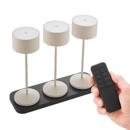 Sigor Akku-Tischleuchte Veluna 245mm d&uuml;nenbeige 3er Set Remote