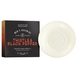 Scottish Fine Soaps Men's Grooming Thistle & Black Pepper Shave Soap 100g Refill in Carton