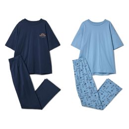 Tchibo - 2 Kinder-Kurzarm-Pyjamas - Jungen - Gr. 122/128 - dunkelblau