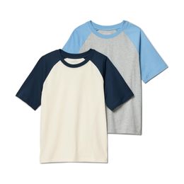 Tchibo - 2 Kinder-T-Shirts mit Raglan&auml;rmeln - Jungen - Gr. 146/152 - dunkelblau