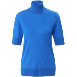 Peter Hahn - Rollkragen-Pullover, blau, Gr. 46 / L - Schurwolle