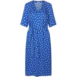 Peter Hahn - Kleid mit V-Ausschnitt, blau, Gr. 44 / L