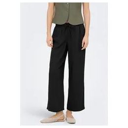 Culotte Only "ONLGOA MW LIN BL PULL-UP CULOTTE CC PNT", Damen, Gr. XL, N-Gr, schwarz, Web, Obermaterial: 70% Viskose, 30% Leinen, unifarben, kn&ouml;chelfrei, Hosen Culotte, mit Leinen