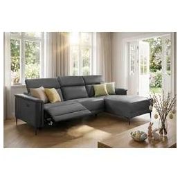 Ecksofa OTTO HOME "LUND, L-Form, 261cm, man. o. elektr. Relaxfunktion (mit USB-A)", grau (anthrazit), B:261cm H:97cm T:179cm, Webstoff 100% Polyester, Sofas, Ecksofa, und Kopfteilverstellung