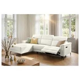 Ecksofa OTTO HOME "LUND, L-Form, 261cm, man. o. elektr. Relaxfunktion (mit USB-A)", beige (creme), B:261cm H:97cm T:179cm, Echtleder 100% Echtleder;Kunstleder 100% Polyurethan, Sofas, Ecksofa, und Kopfteilverstellung