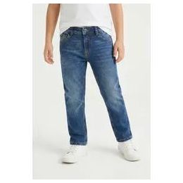 5-Pocket-Jeans Tom Tailor "JOHN", Jungen, Gr. 158, N-Gr, blau (used mid stone blau), Denim/Jeans, Obermaterial: 99% Baumwolle, 1% Elasthan, unifarben, relaxed fit lang, Jeans 5-Pocket-Jeans, mit starker Waschung
