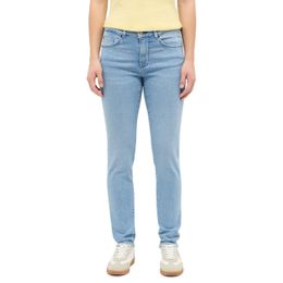 Slim-fit-Jeans Mustang "Damen Style Shelby Slim", Damen, Gr. 25, L&auml;nge 32, 302 mittelblau, Denim/Jeans, 82% Baumwolle, 16% Polyester, 2% Elasthan, unifarben, slim fit, Jeans Slim-fit-Jeans