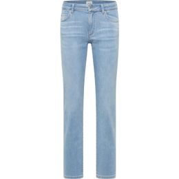 Straight-Jeans Mustang "Damen Style Crosby Relaxed Straight", Damen, Gr. 27, L&auml;nge 32, 201 hellblau, Denim/Jeans, 80% Baumwolle, 15% Lyocell, 4% Elastomultiester, 1% Elasthan, unifarben, straight fit, Jeans Straight-Jeans