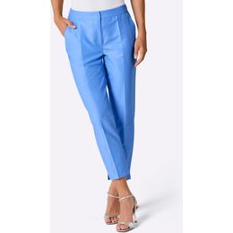 B&uuml;gelfaltenhose CREATION L PREMIUM, Damen, Gr. 18, Kurzgr&ouml;&szlig;en, himmelblau, 80% Baumwolle, 20% Seide, unifarben, Hosen B&uuml;gelfaltenhose