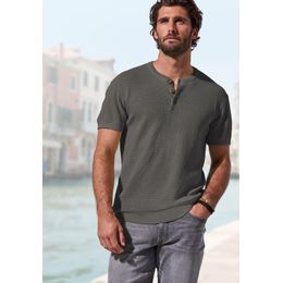 Kurzarmshirt John Devin "- Strickshirt", Damen, Gr. M, anthra, Strick, Obermaterial: 100% Baumwolle, regular fit normal, Rundhals, Rippstrickb&uuml;ndchen, Shirts Kurzarmshirt, Rundhalsausschnitt mit kleiner Knopfleiste