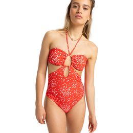 Badeanzug Roxy "Pt Beach Classics", Damen, Gr. XXL, rot (poppy rot dancing ditsy swim), Recycling-Polyester, Badeanz&uuml;ge Badeanzug
