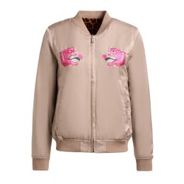 Cargojacke Khujo "Collegejacke Ruby", Damen, Gr. XS, latte beige, Obermaterial: 64% Viskose CV. 36% Polyester PES. Obermaterial: Futter: 100% Polyester PES., l&auml;ssig geschnitten, Rundhals, &Auml;rmel ohne &Auml;rmelschlitz Rippb&uuml;ndchen, Jacken Cargojacke, Wendejacke im Bomberjacken-Style