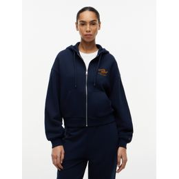 Kapuzensweatjacke Tommy Hilfiger "MDRN SCRIPT ZIP TERRY HOODIE", Damen, Gr. L (42/44), schwarz night navy, Sweatware, Obermaterial: 100% Baumwolle, unifarben, relaxed fit normal, ohne Ausschnitt, Rippb&uuml;ndchen, Sweatjacken Kapuzensweatjacke, mit Print auf der Brust, Relaxed Fit