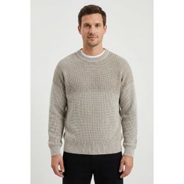 Strickpullover BOSS Orange "Kartney", Herren, Gr. M, open grau070, Strick, Obermaterial: 58% Baumwolle, 42% Polyester, gemustert, regular fit normal, Rundhals, B&uuml;ndchen, Pullover Strickpullover, Rundhalsausschnitt, Regular Fit, Strukturstrick mit Farbverlauf