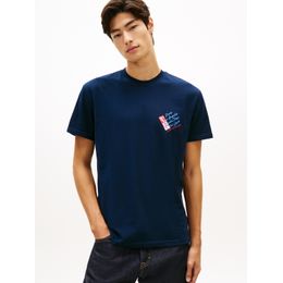 T-Shirt Tommy Jeans "TJM REGULAR FIT SIGN SHIFT", Damen, Gr. M, schwarz night navy, Single Jersey, Obermaterial: 100% Baumwolle, regular fit normal, Rundhals, eingesetzt abgesteppte Kante, Shirts T-Shirt, mit Tommy-Logo hinten, Jersey