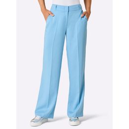 Palazzohose CREATION L PREMIUM, Damen, Gr. 42, Normalgr&ouml;&szlig;en, aqua, 90% Lyocell, 10% Leinen, unifarben, Hosen Palazzohose