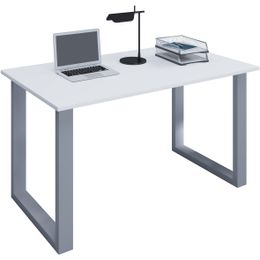 Schreibtisch Vcm "Schreibtisch B&uuml;rotisch Computertisch 140x50 Lona U", wei&szlig; (silber, wei&szlig;), B:140cm T:50cm, Tische, Schreibtisch