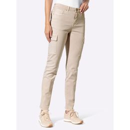 Cargohose Heine, Damen, Gr. 36, Normalgr&ouml;&szlig;en, sand, 98% Baumwolle, 2% Elasthan, unifarben, Hosen Cargohose