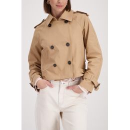 Kurzjacke monari "Trench kurz", Damen, Gr. 38, biscotti, Web, Obermaterial: 100% Polyester. Futter: 100% Polyester, unifarben, regular fit kurz, Rundhals, eingesetzt gerader Abschluss, Jacken Kurzjacke, Regular fit mit stilvollen Kn&ouml;pfen