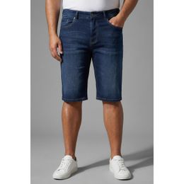 Jeansbermudas MAN'S WORLD PLUS, Herren, Gr. 64, N-Gr, dunkelblau used, Denim/Jeans, Obermaterial: 98% Baumwolle, 2% Elasthan, unifarben, regular fit kniefrei, Jeans Jeansbermudas, gerade geschnittenes Bein, normale Leibh&ouml;he, Regular-Fit