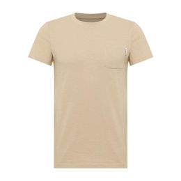 Kurzarmshirt Mustang "Herren Style Allen", Herren, Gr. L, beige, Jersey, 100% Baumwolle, Rundhals, Shirts Kurzarmshirt