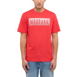 Kurzarmshirt Mustang "Herren Style Austin", Damen, Gr. L, rot, Jersey, 100% Baumwolle, Rundhals, Shirts Kurzarmshirt