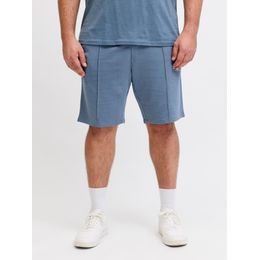 Jack & Jones PlusSize Sweatshorts "JPSTKANE SOHO SWEAT SHORTS MID SN PLS", Damen, Gr. 42 (4XL), N-Gr, blau mirage, angeraute Sweatware, Obermaterial: 80% Baumwolle, 20% Polyester, JACK & JONES PLUSSIZE, bedruckt, relaxed fit, Hosen Sweatshorts, Baumwollmischung, relaxed fit