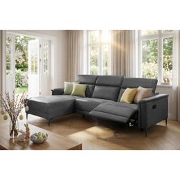 Ecksofa OTTO HOME "LUND, L-Form, 261cm, man. o. elektr. Relaxfunktion (mit USB-A)", grau (anthrazit), B:261cm H:97cm T:179cm, Webstoff 100% Polyester, Sofas, Ecksofa, und Kopfteilverstellung