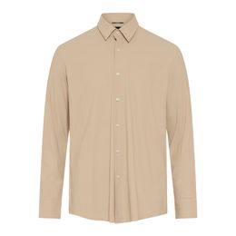 Langarmhemd BOSS "HANK", Damen, Gr. 39, N-Gr, open beige286, Jersey, Obermaterial: 76% Polyamid, 24% Elasthan, unifarben, slim fit h&uuml;ftbedeckend, 2-Knopf-Manschette mit Schlitz, Hemden Langarmhemd, Kentkragen, Performance-Stretch-Jersey