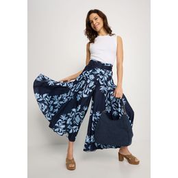 Hosenrock Lascana, Damen, Gr. 34, blau (marine, blau bedruckt), Web, Obermaterial: 100% Polyester, bedruckt, figurumspielend kn&ouml;chelfrei, R&ouml;cke Hosenrock, mit Alloverdruck, Culotte, glatte b&uuml;gelfreie Ware