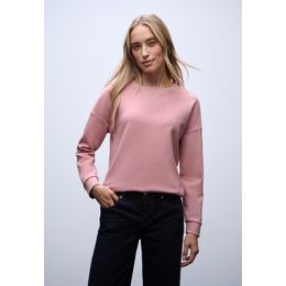Sweater Street One, Damen, Gr. 38, powder pink meliert, Sweatware, Obermaterial: 72% Polyester, 22% Viskose, 6% Elasthan, unifarben, l&auml;ssig geschnitten h&uuml;ftbedeckend, Rundhals, Sweatshirts Sweater, Rundhals mit Ripp-Detail