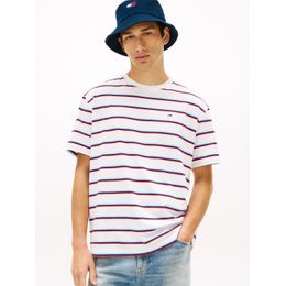 T-Shirt Tommy Jeans "RELAXED STRIPE", Damen, Gr. XXL, ecru stripe, Single Jersey, Obermaterial: 100% Baumwolle, gestreift, relaxed fit normal, Rundhals, eingesetzt abgesteppte Kante, Shirts T-Shirt, Relaxed fit mit Streifenmuster