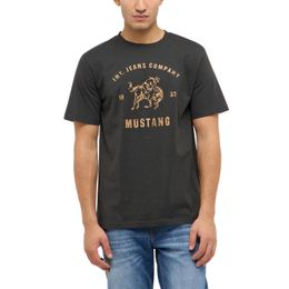 Kurzarmshirt Mustang "Herren Style Austin", Herren, Gr. S, anthrazit, Jersey, 100% Baumwolle, Rundhals, Shirts Kurzarmshirt