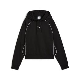 Kapuzensweatshirt Puma "SPORT COMFORT SHORT HOODIE FL", Damen, Gr. XL, schwarz (Puma schwarz), Fleece, Obermaterial: 68% Baumwolle, 32% Polyester, unifarben, comfort fit kurz, angesetztes B&uuml;ndchen, Sweatshirts Kapuzensweatshirt, kurze Schnittform, mit Kapuze, aus Fleece-Material