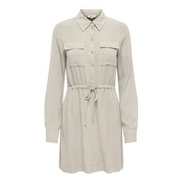 Blusenkleid Only "ONLSIESTA L/S LINEN BL SHIRT DRESS PNT", Damen, Gr. L, N-Gr, moonbeam, Web, Obermaterial: 80% Viskose, 20% Leinen, unifarben, regular fit kurz, 1-Knopf-Manschette, Kleider Blusenkleid, Viskosemischung, regular fit, mit Leinen