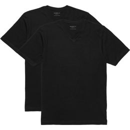 V-Shirt MARVELIS, Damen, Gr. XXL, schwarz, Jersey, Obermaterial: 94% Baumwolle, 6% Elasthan, unifarben, k&ouml;rpernah normal, V-Ausschnitt, Shirts V-Shirt, body fit, Doppelpack