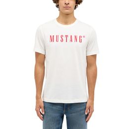 Kurzarmshirt Mustang "Herren Style Austin", Herren, Gr. M, wei&szlig; (sanftes wei&szlig;), Jersey, 100% Baumwolle, Rundhals, Shirts Kurzarmshirt