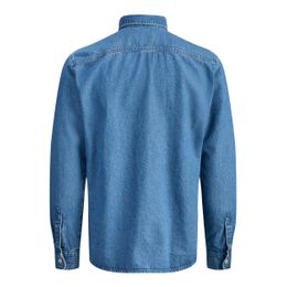 Jack & Jones Jeanshemd JACK & JONES "JJESTANLEY JJSHIRT AT 021 NOOS", Damen, Gr. M, N-Gr, blau denim pack:mid blau, Denim/Jeans, Obermaterial: 100% Baumwolle, Abriebeffekte, normal normal, ohne Ausschnitt, &Auml;rmel mit &Auml;rmelschlitz 1-Knopf-Manschette, Hemden Jeanshemd, Baumwolle, normal geschnitten