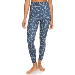 Leggings Roxy "Keep On Trying", Damen, Gr. XS, blau (mood indigo tropical mood), Obermaterial:88% Microfaser, 12% Elasthan;, Hosen Leggings