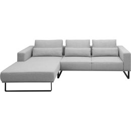 Ecksofa Musterring "JustB PM100", light, grau, B:292cm H:88cm T:185cm, 100% Polyester, Sofas, Ecksofa, Modernes Design mit schwarzen Metallkufen und 292 cm Breite - 6 Farben