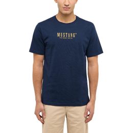 Kurzarmshirt Mustang "Herren Style Austin", Damen, Gr. S, navy, Jersey, 100% Baumwolle, Rundhals, Shirts Kurzarmshirt