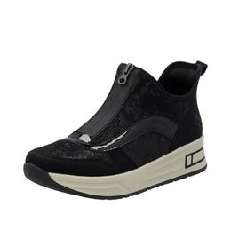 Sneaker Rieker "Ready2GO", Damen, Gr. 38, schwarz, Lederimitat, Textil, Schuhe Sneaker, Plateauboots, Stiefelette, High-Top-Sneaker mit Vorderrei&szlig;verschluss