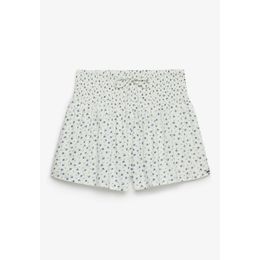 Shorts Superdry "PRINTED MINI SMOCKED SHORTS", Damen, Gr. XS, N-Gr, sanftes wei&szlig; ditsy floral, Web, Obermaterial: 100% Viskose, gebl&uuml;mt, regular fit ca. Mitte Oberschenkel, Hosen Shorts