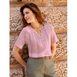 Kurzarmshirt Inspirationen "Kurzarm-Shirt", Damen, Gr. 36, ros&eacute;, 50% Baumwolle, 50% Modal, unifarben, V-Ausschnitt, Shirts Kurzarmshirt